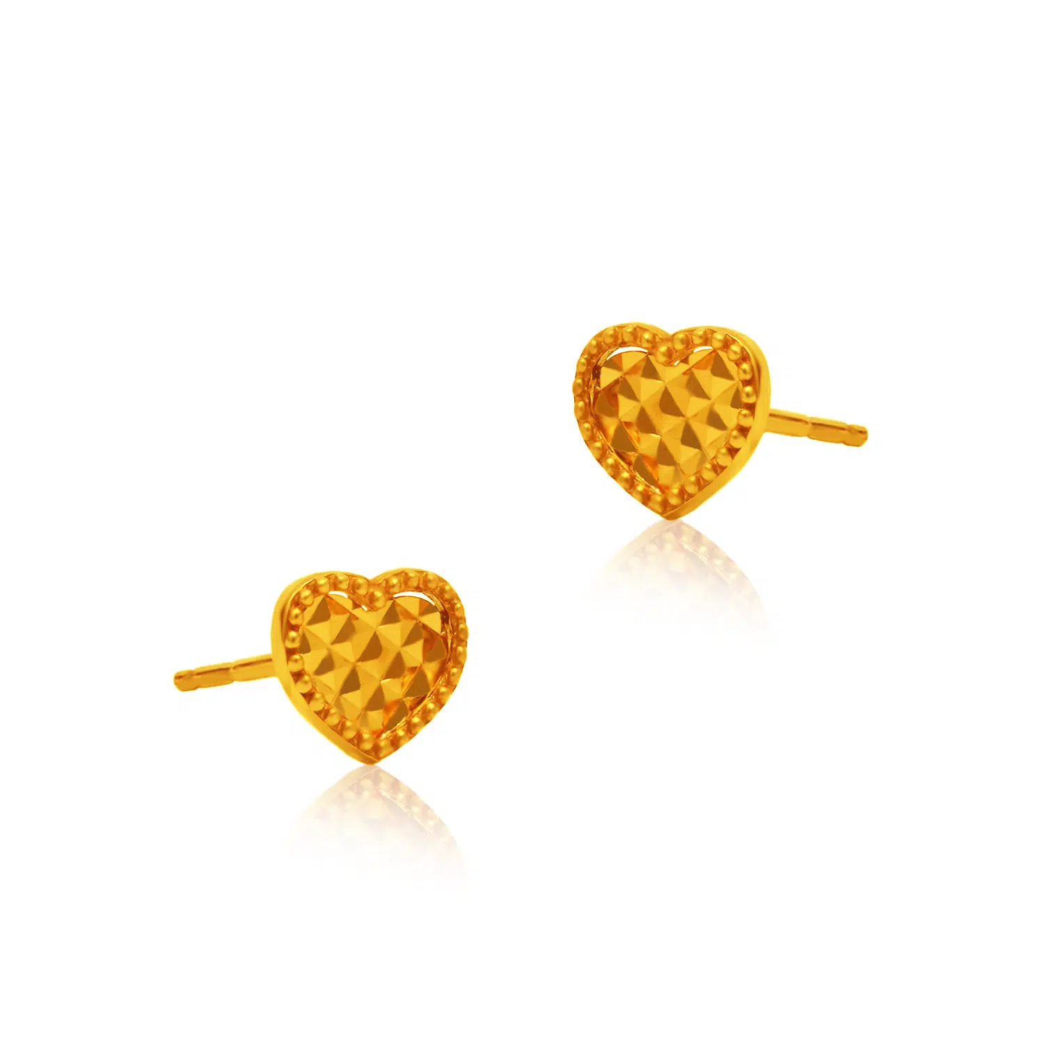 Radiant Affection 916 Gold Heart Stud Earrings - SK Jewellery