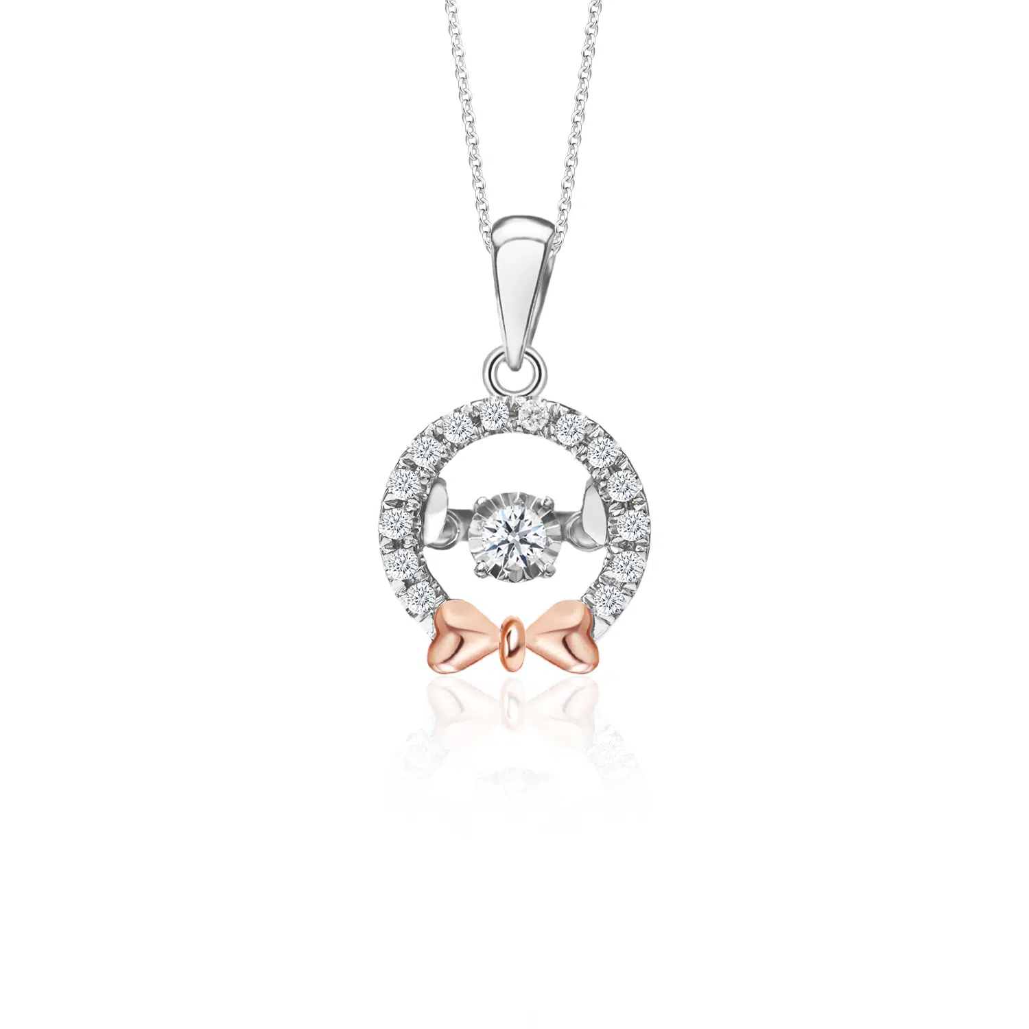 Bow Charm Dancing Diamond Pendant - SK Jewellery