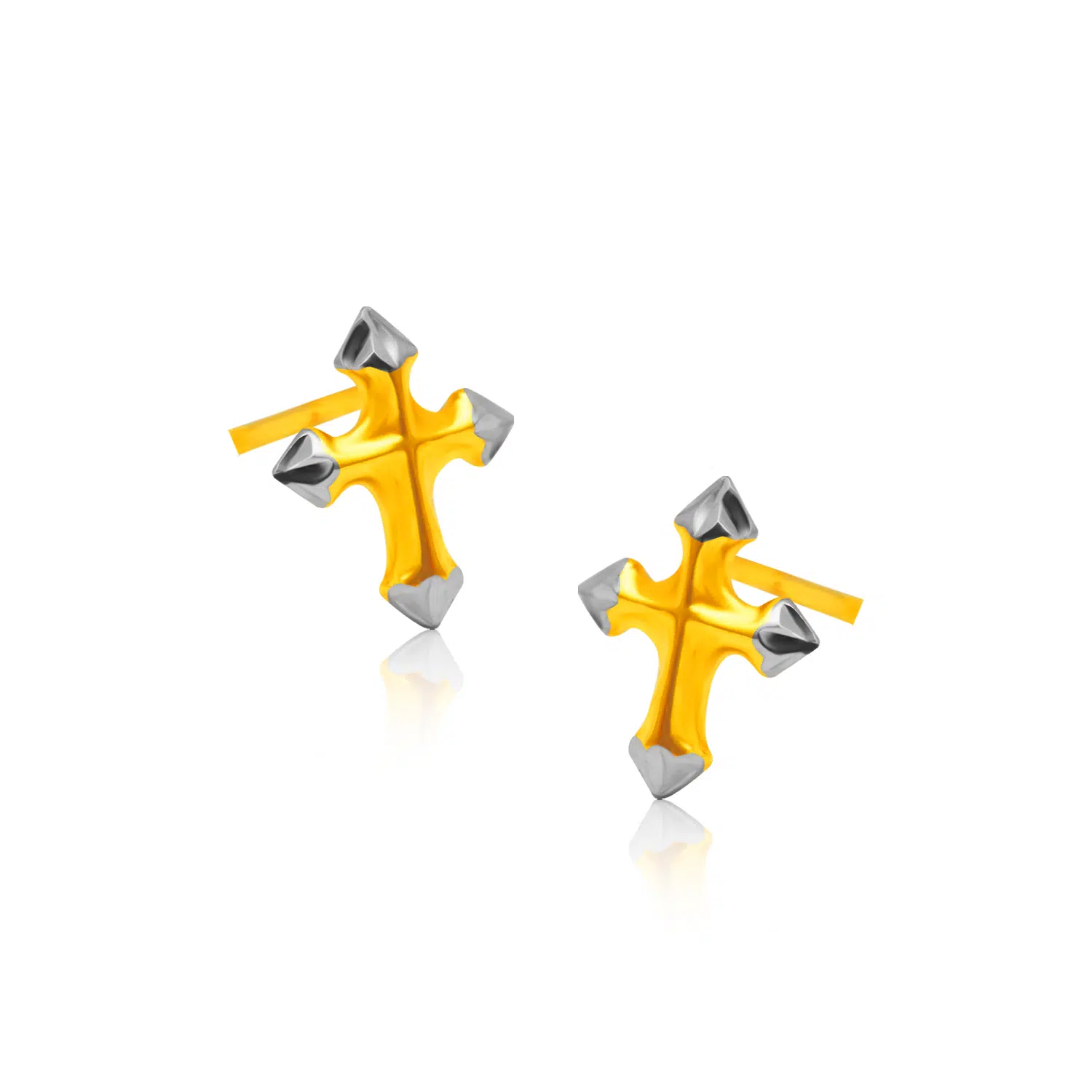 SK 916 Divine Cross Gold Stud Earrings - SK Jewellery